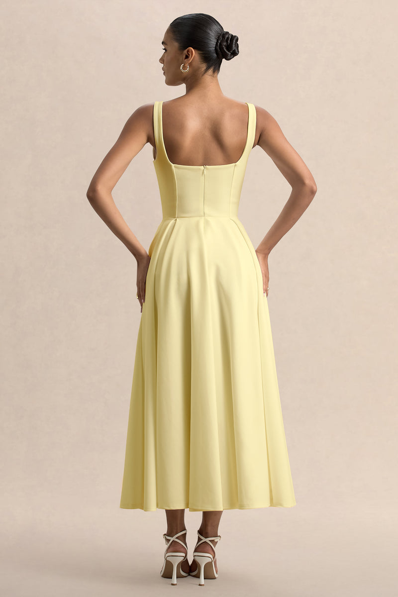 Parina Robe mi-longue citron à bretelles avec ourlet volumineux – Club ...