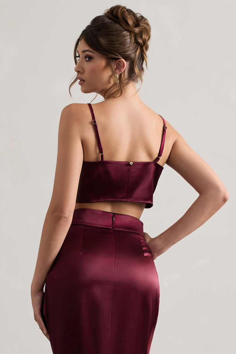 Fawn Crop top en satin couleur prune – Club L London - FR