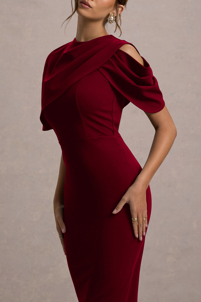 Dorothea Robe Mi-Longue Drapée Rouge Cerise – Club L London - FR